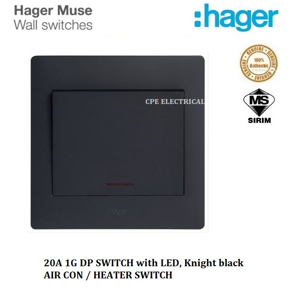 HAGER MUSE WGML2D1N 20A 1 Gang Double Pole Water Heater Air-con ...