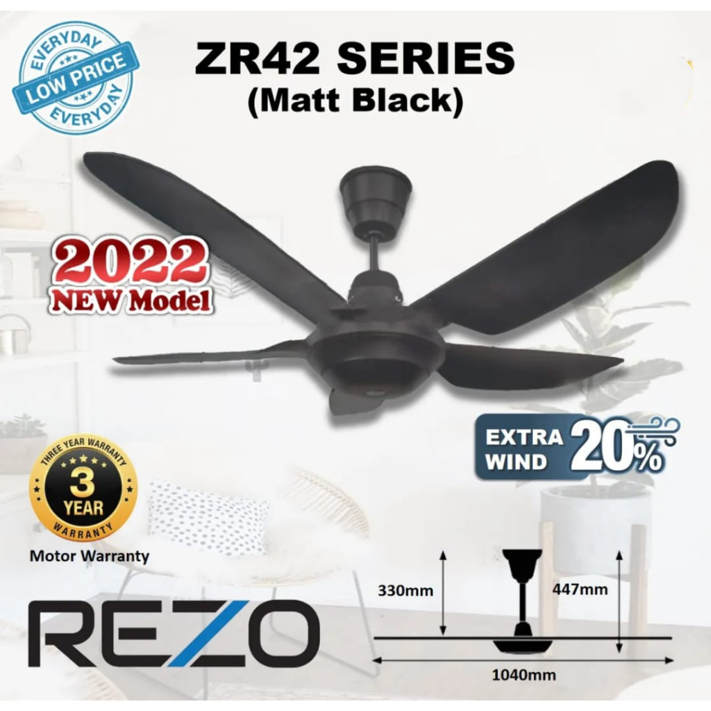 REZO ZR42 Rezo Baby Fan 42" Ceiling Fan 5 SPEED Remote Control | Shopee ...