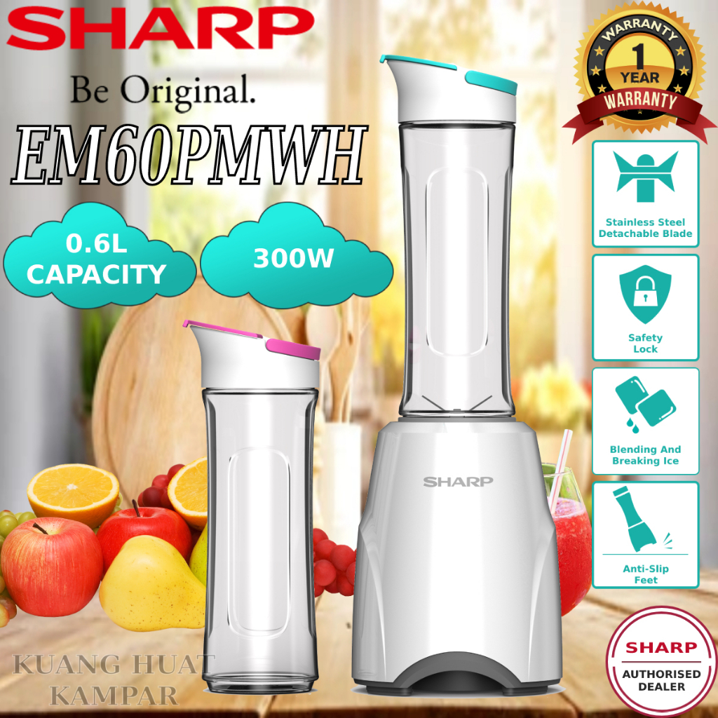 SHARP 0.6L PERSONAL BLENDER WITH TWO TUMBLE EM60PMWH | Shopee Malaysia