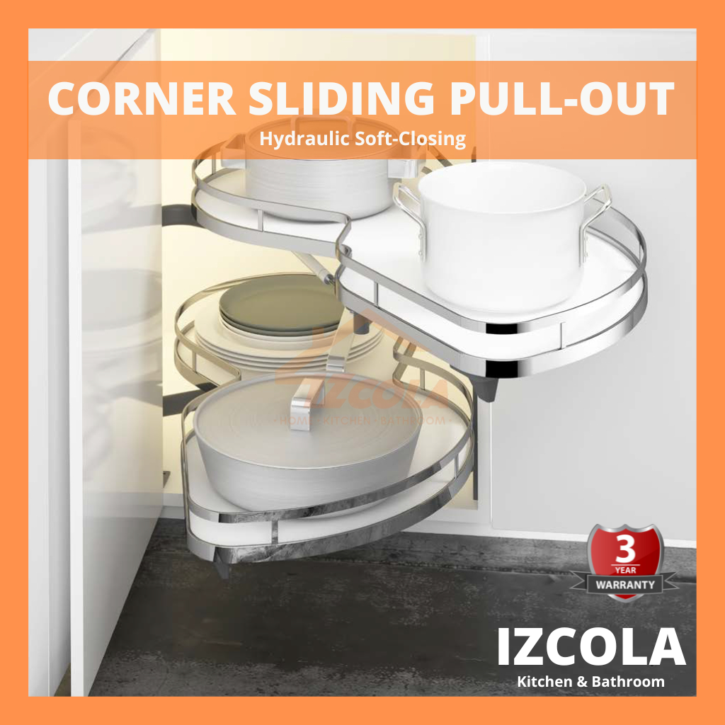 Kitchen Cabinet Corner Sliding Pull Out Storage with Hydraulic Soft-Closing / Magic Swing Corner ...