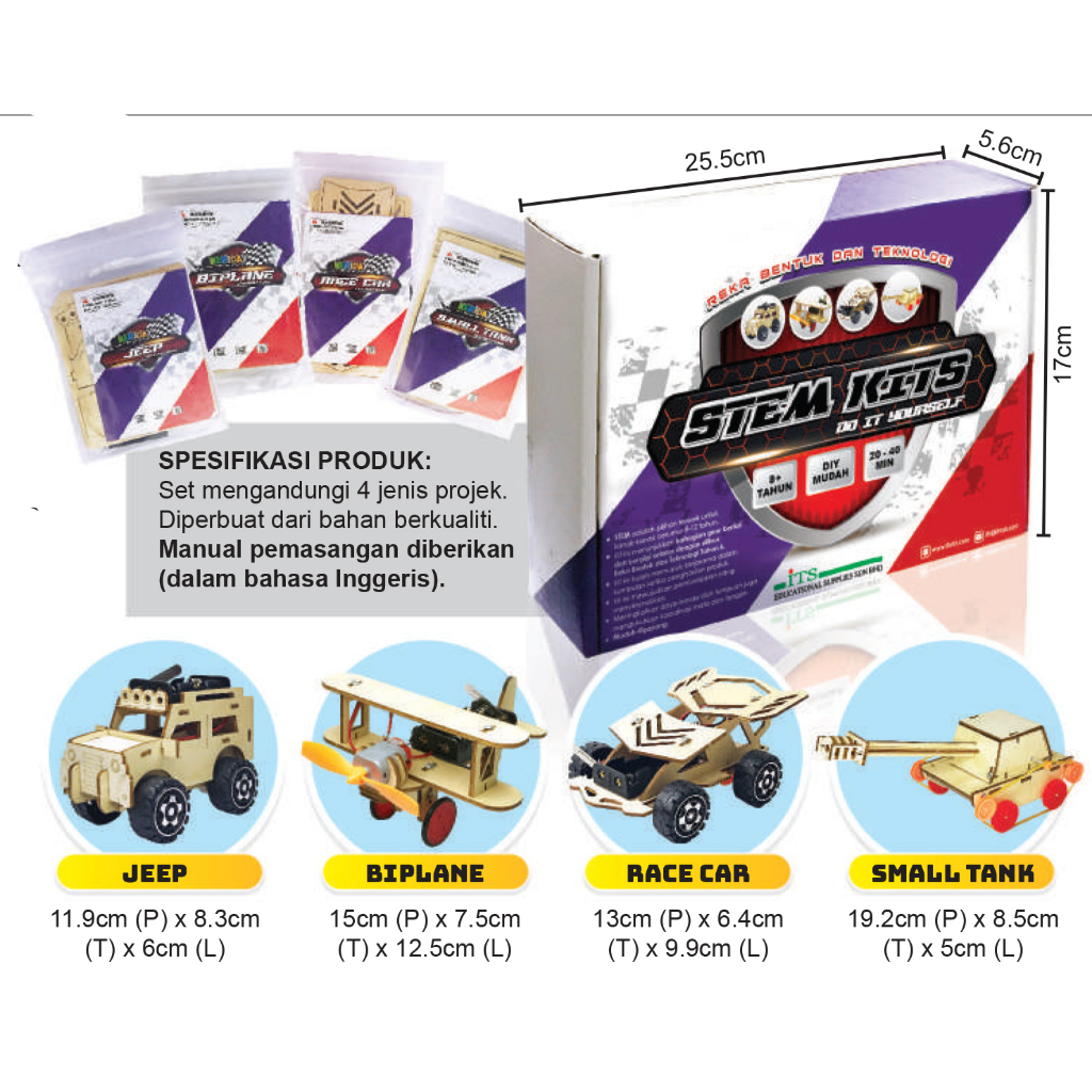 DIY STEM Kits (Set of 4)(600g) Kit ini menunjukkan sistem gear bertali dan bergigi selaras ...