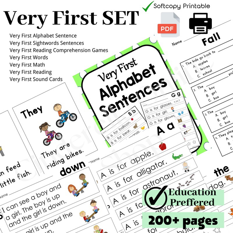 A12_Very First Alphabet Sentences Worksheet｜For Kinergarden Primary ...