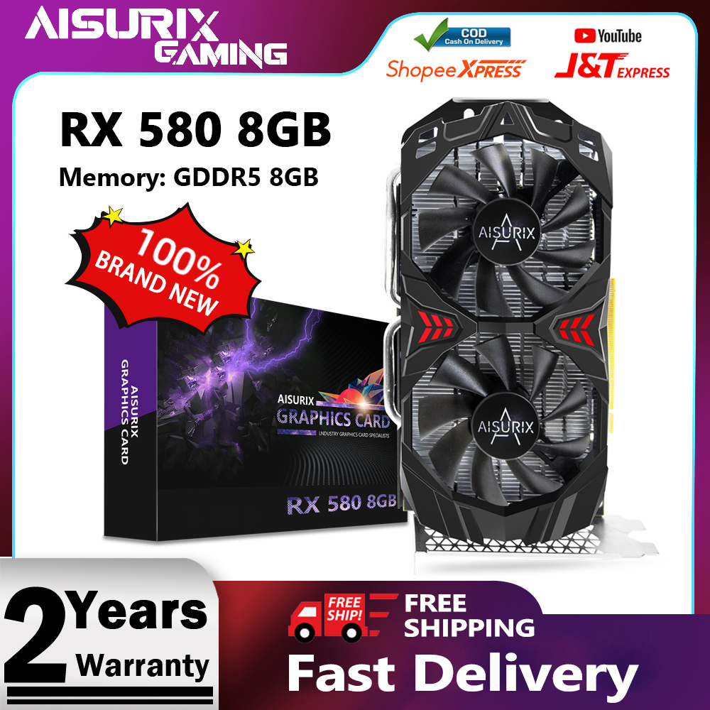 AISURIX RX 580 8GB New Graphics Card Desktop Computer GPU GDDR5 AMD ...