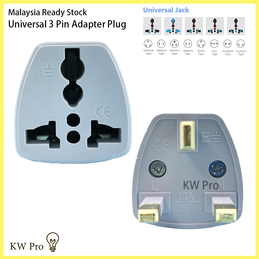 Universal 3 Pin Adapter Plug Malaysia China British Europe Travel ...