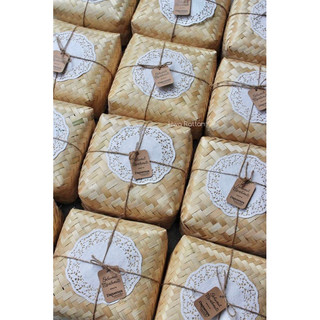 Bamboo box weaving mengkuang besek penutup kotak segi empat gift box ...
