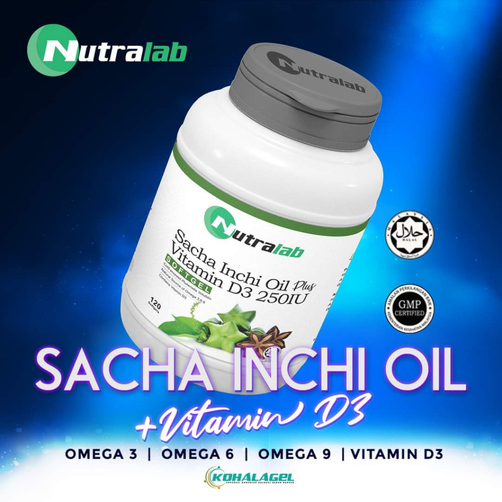 SACHA INCHI OIL plus VITAMIN D3 250IU 120pcs by NUTRALAB (Koop HALAGEL ...
