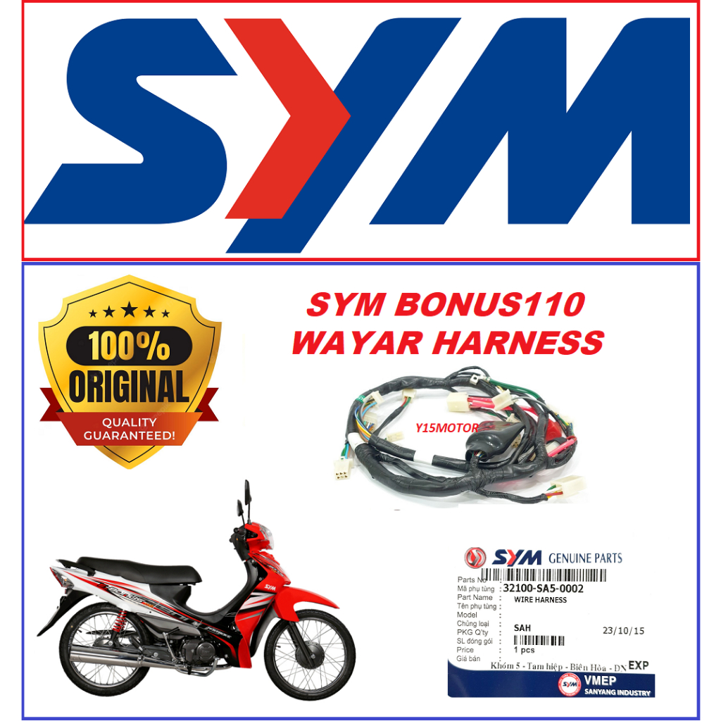 SYM E-BONUS 110 WIRE HARNESS WIRING SET 100% BODY WIRE SYM GENUINE PARTS | Shopee Malaysia