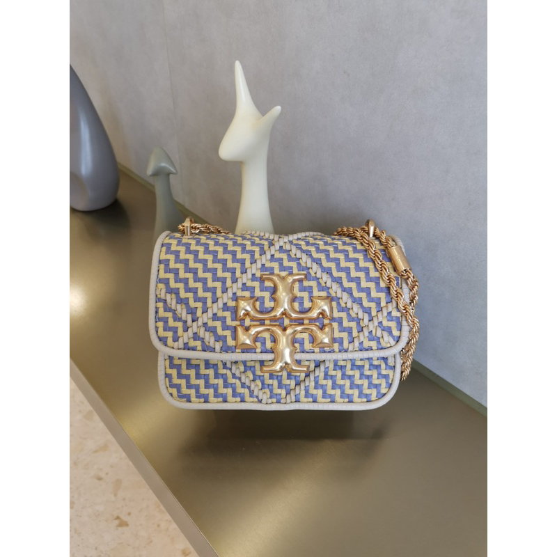 Latest Tory Burch Eleanor Small Bag Chain Bag Beeswax Dark Lotus ...