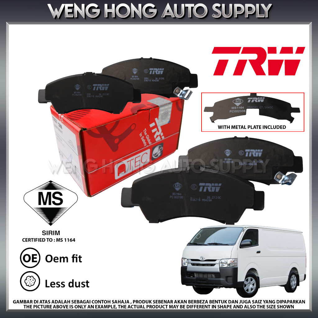 Toyota Hiace KDH200 H200 Front Trw Brake Pad | Brake Disc Pads Original ...
