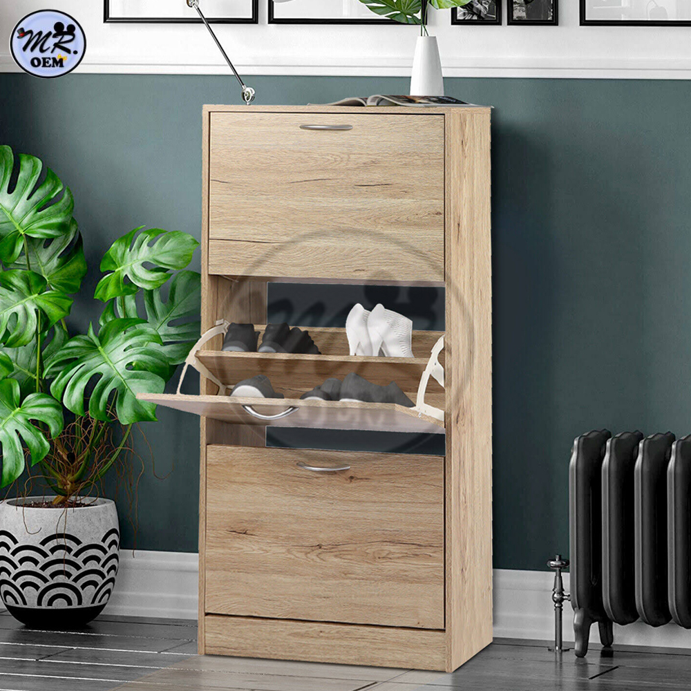 MR OEM 3 Tier Wooden Shoe Cabinet 3 Doors Corridor Space Saving 3 ...