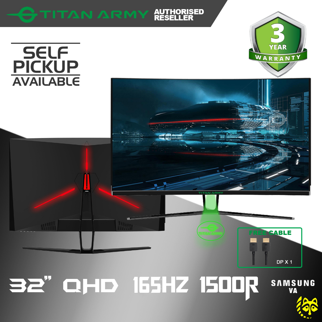 TITAN ARMY 32" Samsung VA Curved 165Hz/144Hz 2K QHD Gaming Monitor ...