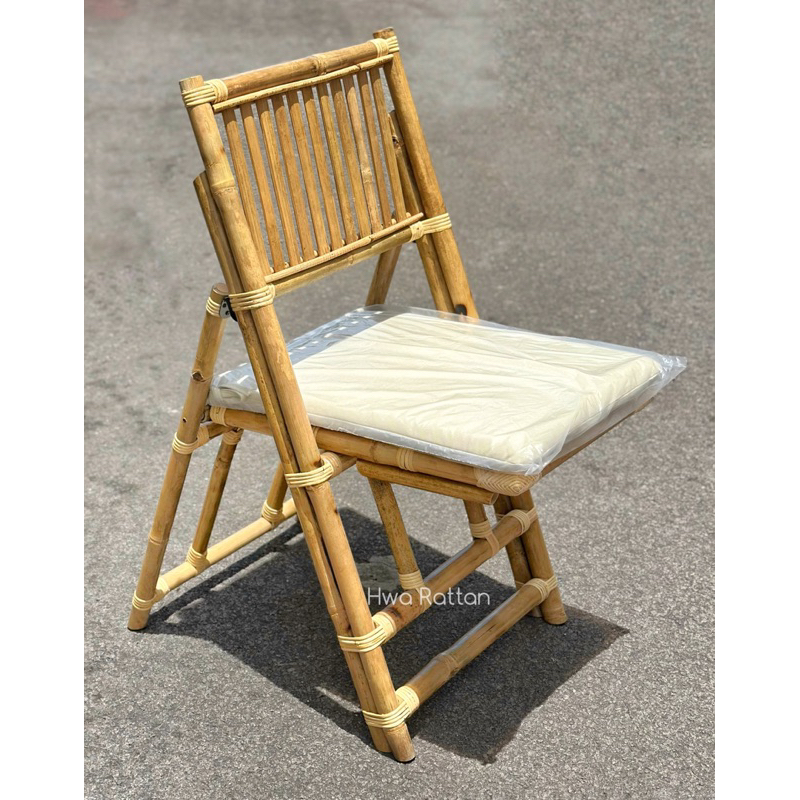 Bamboo folding chair foldable garden indoor outdoor balcony cafe ...
