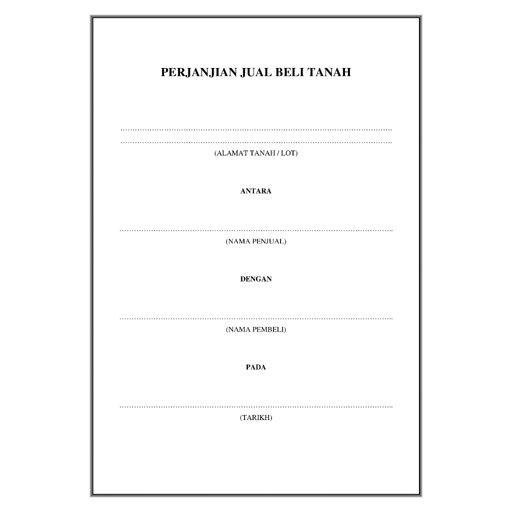 template perjanjian jual beli tanah land purchase agreement dalam ...