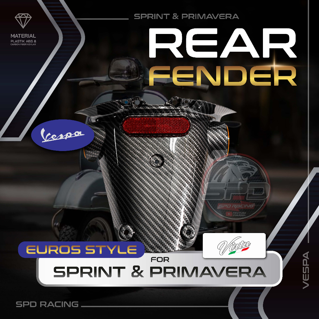 Rear fender / Rear sparkboard ( Euros style ) Virtu for VESPA SPRINT ...