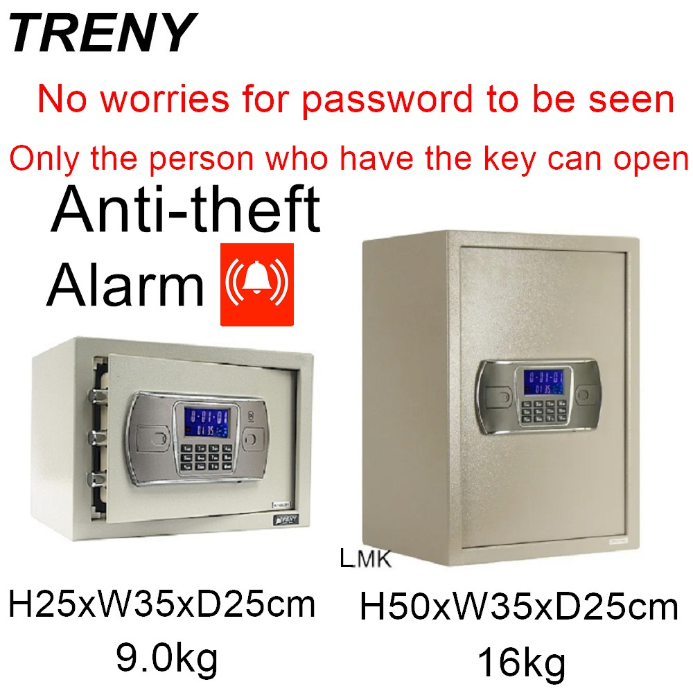 TRENY LCD Dual Locking Alarm Electronic Three Steel Safety box/Safe Box SafetyBox Safe Box ...