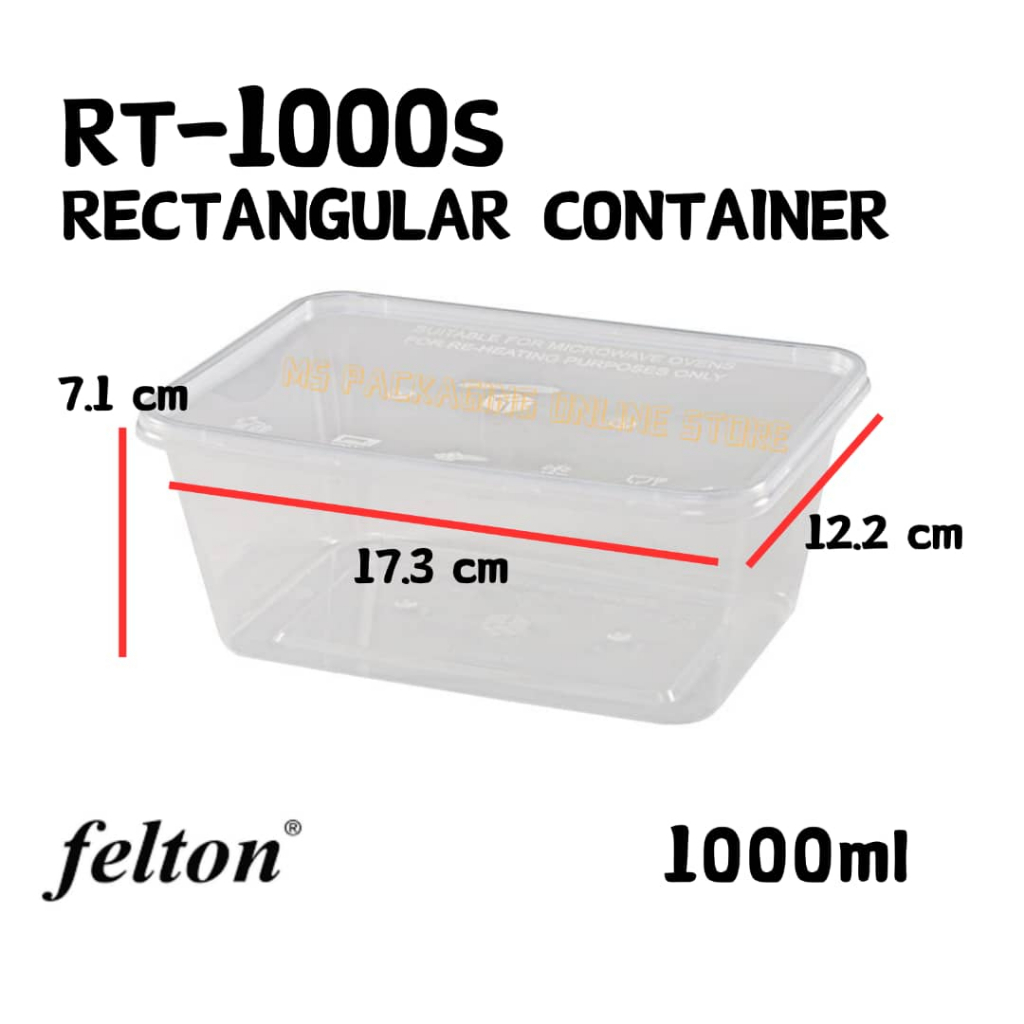 (1000ml)Microwavable Rectangular Container RT-1000S(50set±) Disposable ...