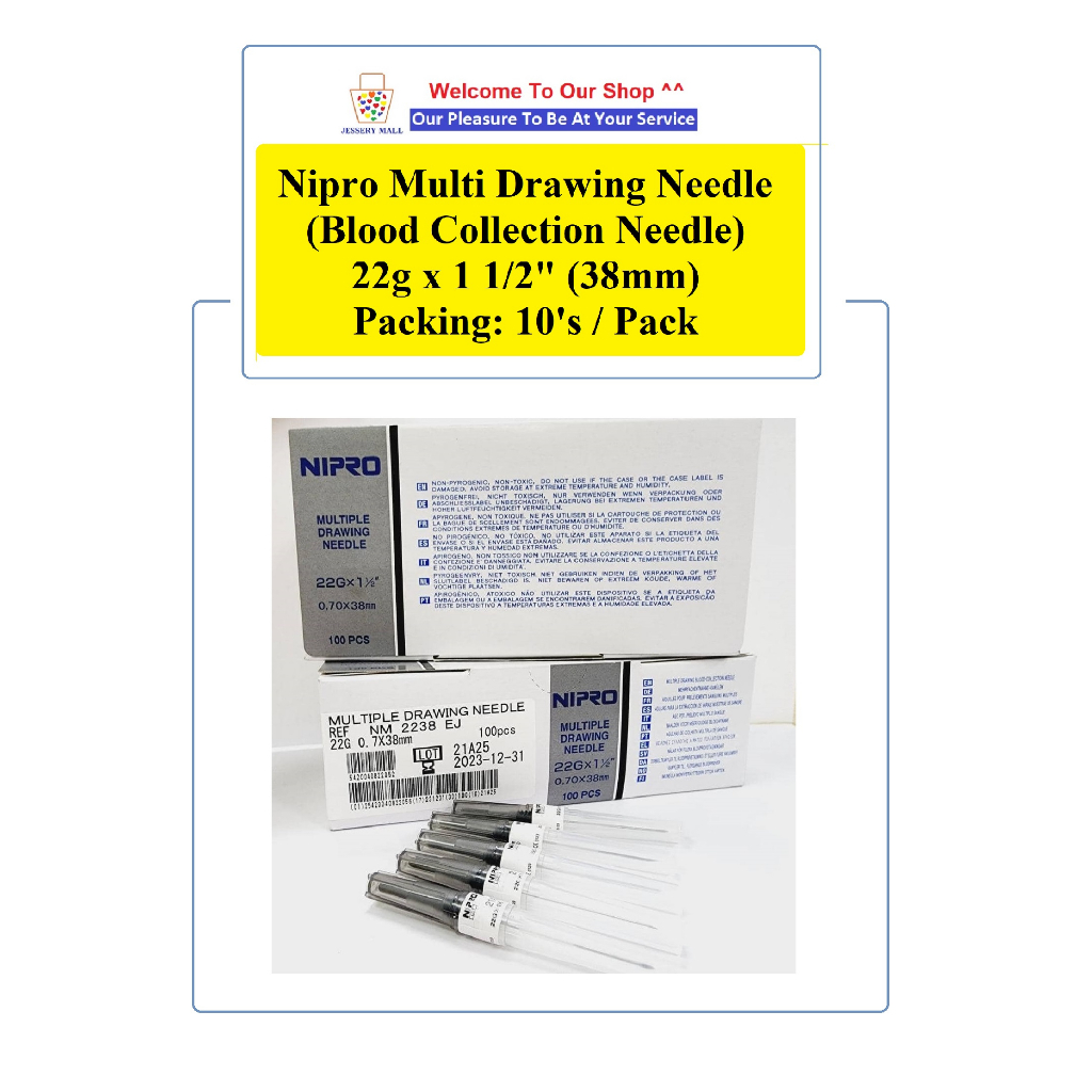 Nipro Multiple Drawing Needle (Blood Collection Needle) 22Gx 1 1/2 ...