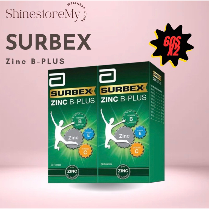 Abbott Surbex Zinc B-Plus Boost Your Energy 10 Filmtab ,2 x 60 Filmtab ...