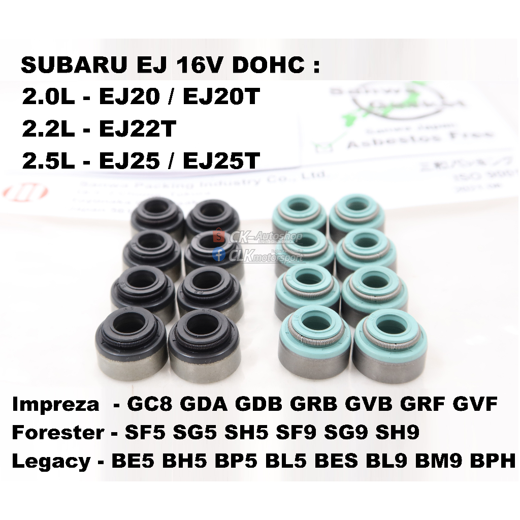 Sanwa Japan Viton Valve Seal - Subaru 2.0L EJ20 EJ20T 2.2L EJ22 2.5L EJ25 EJ25T Impreza STi ...