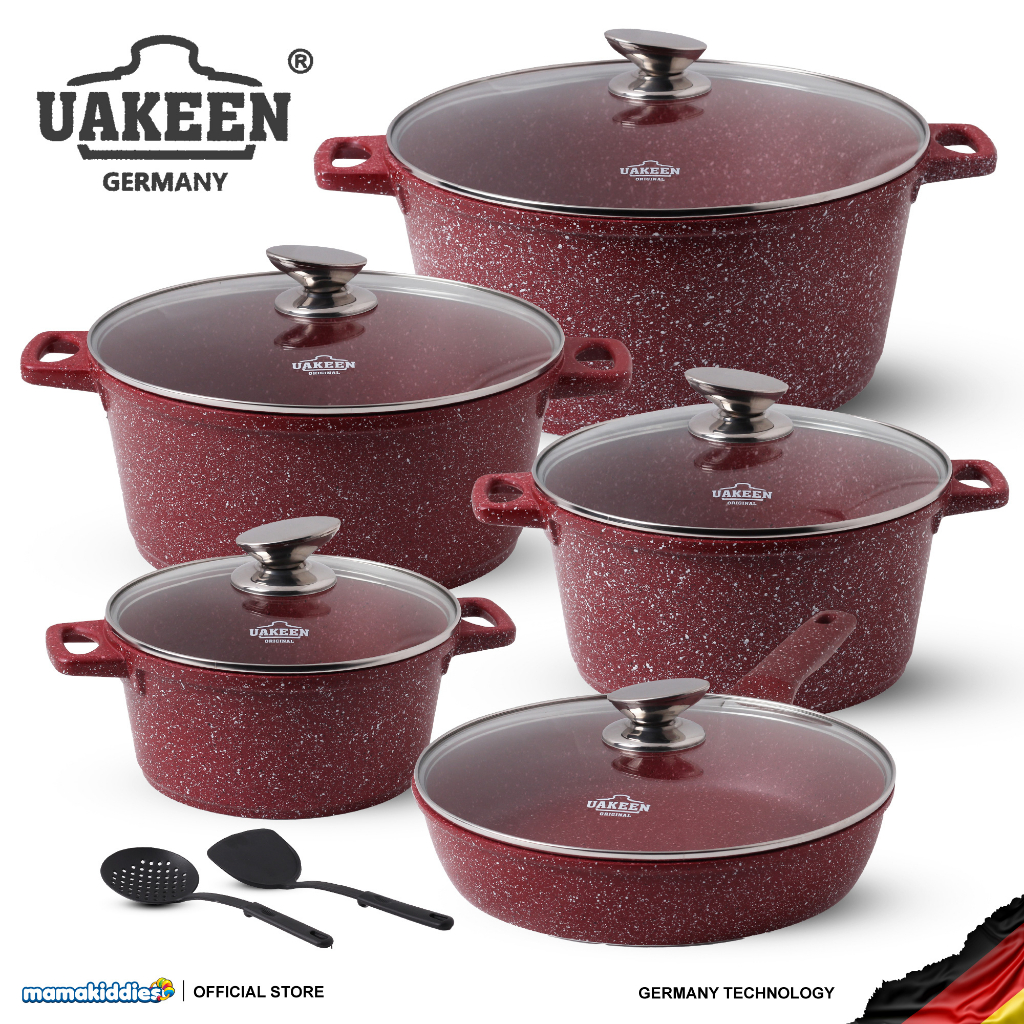 [NO LID]Uakeen Germany Cookware Set 7pcs Granite Coating Non-Stick ...