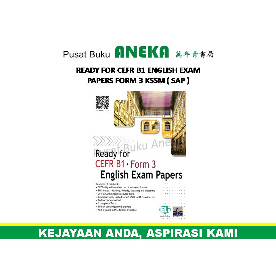 {ANEKA} READY FOR CEFR B1 ENGLISH EXAM PAPERS FORM 3 KSSM (SAP ...