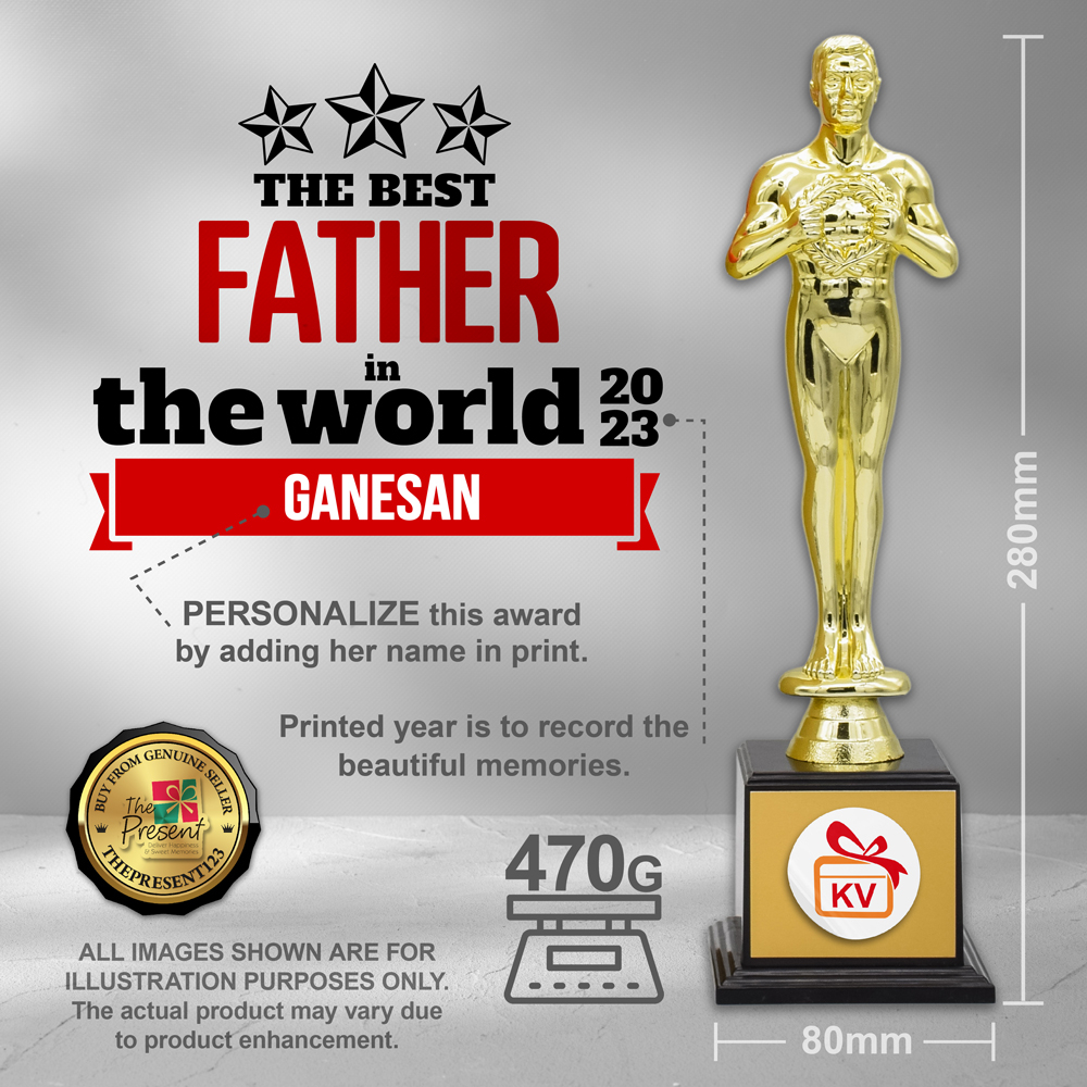 HAPPY FATHER'S DAY GIFT - Big Golden Man Award Trophy with Personalized ...