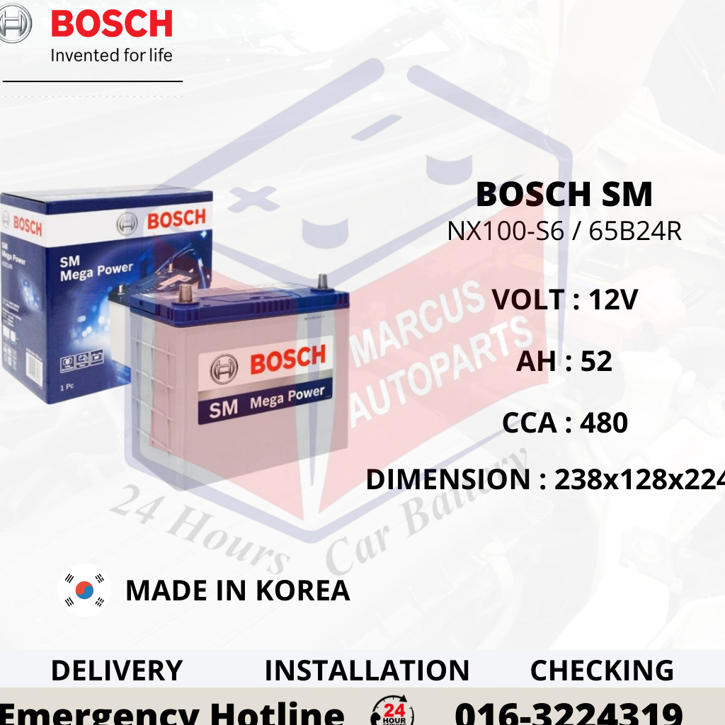BOSCH SM MEGA POWER NX100-S6 | NS60 | 65B24R AUTOMOTIVE CAR BATTERY ...