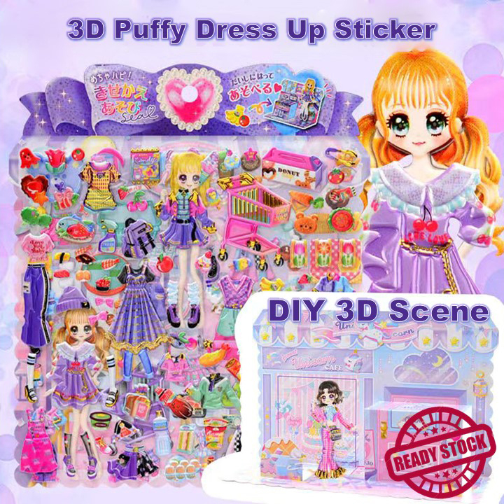 3D Scenes Puffy Dress Up Sticker Bubble Change Clothes Sticker ...