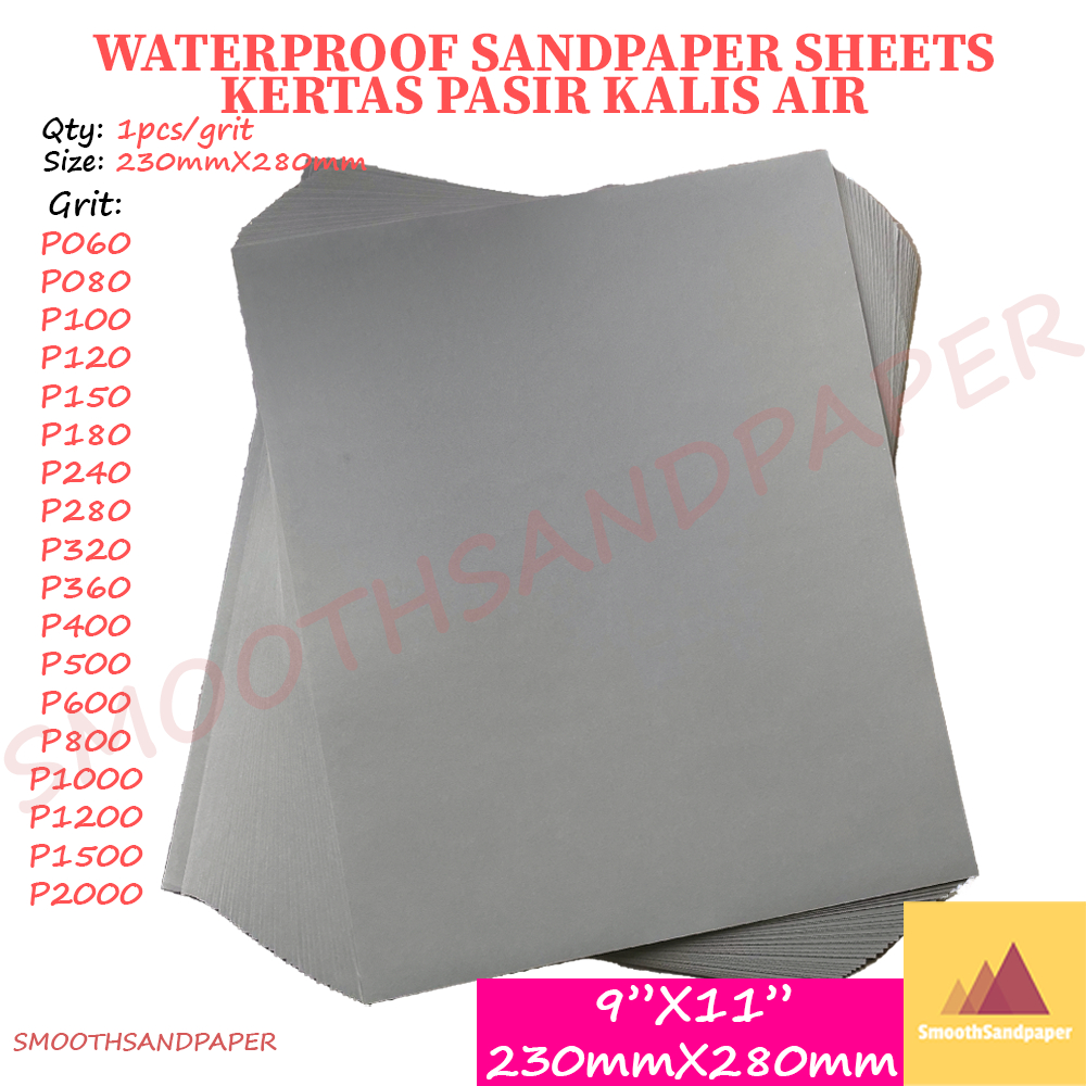 [Ready Stock] Waterproof Sandpaper 9"x11" P060–P2000 | Kertas Pasir Cat ...