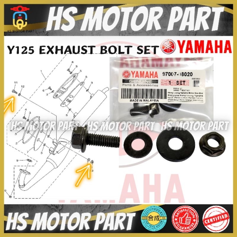 HSMOTORPART YAMAHA Y125 Exhaust Bolt Screw Washer Set,Y125 Exzos Skru ...