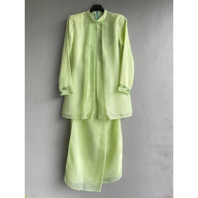 Linen Baju Kurung in Lime Green by Jakel (Size M) | Shopee Malaysia