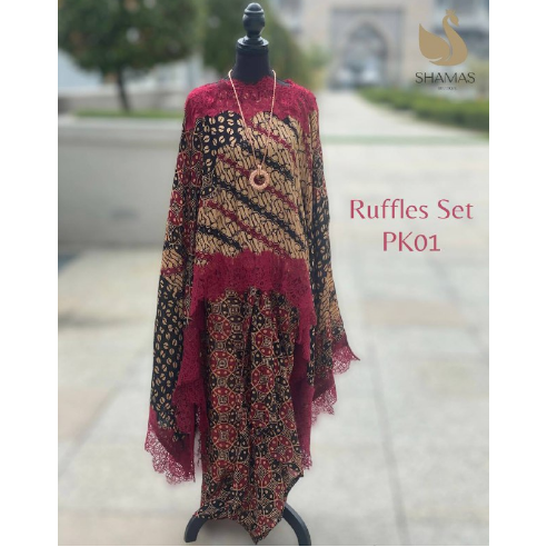 Baju Raya Moden Batik Malaysia Viscose Semi Silk + Lace/Renda,Free Size ...
