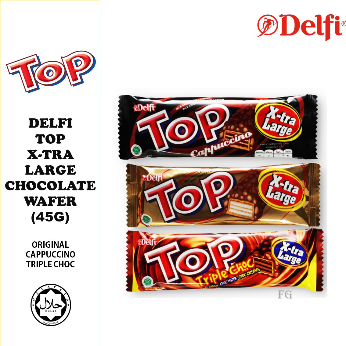 Delfi Top Extra Large Chocolate Wafer 45g | Shopee Malaysia