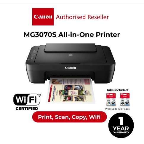 CANON PIXMA MG3070S WIRELESS 3 IN 1 COLOR INKJET PRINTER (PRINT/SCAN ...