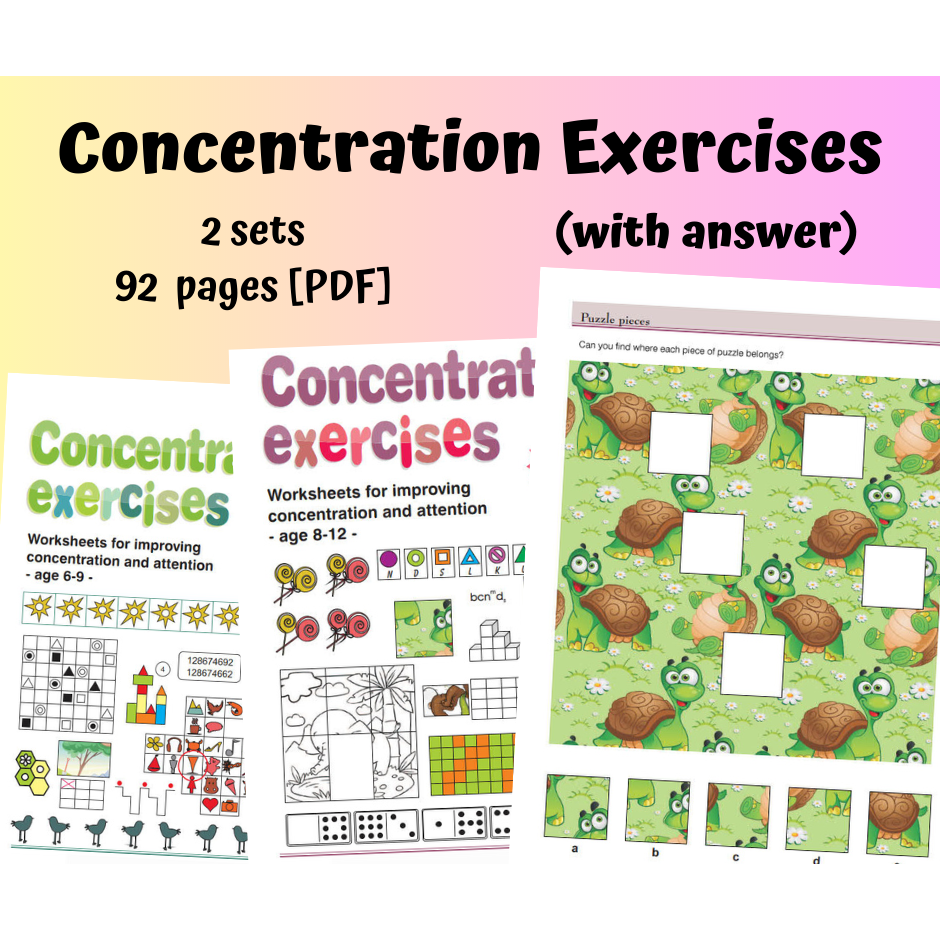 A365 – [PDF] Concentration exercises for kids Worksheets (with answer ...