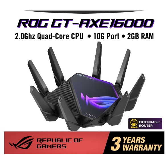 ASUS ROG Rapture GT-AXE16000 Quad-band WiFi 6E 802.11ax Gaming Router ...