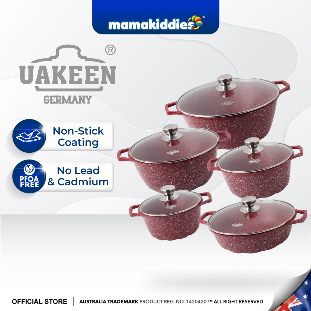 [NO LID]Uakeen Germany 5pcs Die-Cast Periuk Batu Granite Cookware Set ...