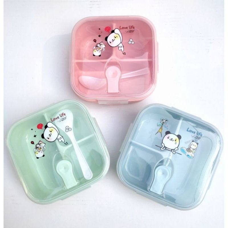 Kids lunch box bekas makanan budak dengan sudu tupperware container ...
