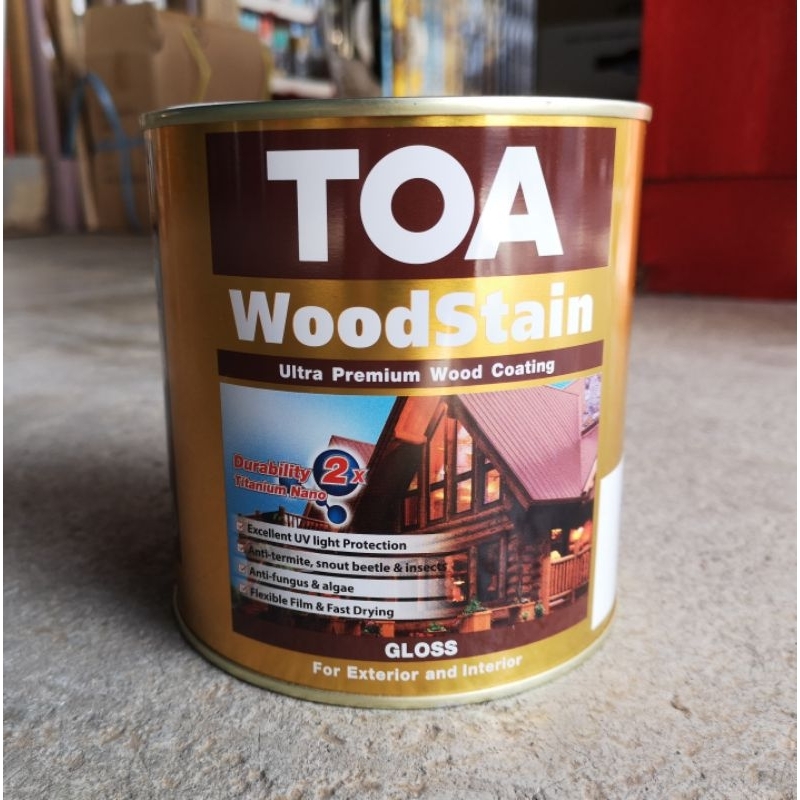 TOA Woodstain Gloss Timber Paint (SHELLAC) Cat Sillac Kayu | Shopee ...