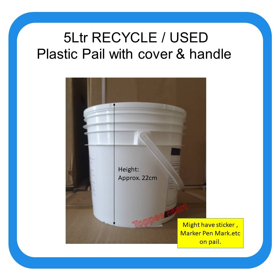 10pcs - USED/RECYCLE 5Ltr RECYCLE Multi-purpose Packaging Plastic Pail ...