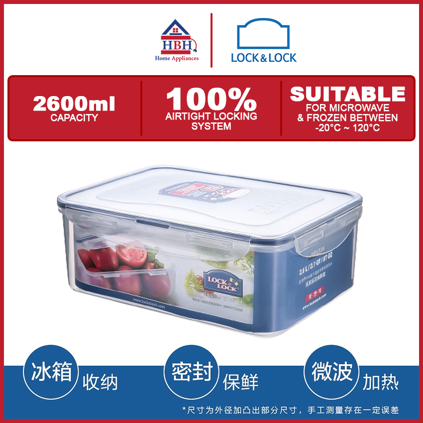 LocknLock HPL826 2.6L Rectangular Short Food Container | Shopee Malaysia