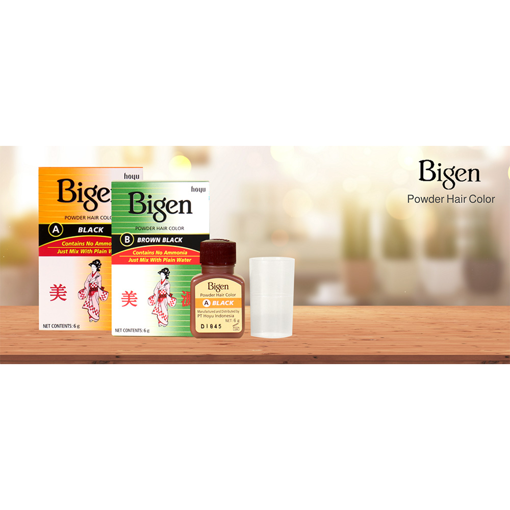 BIGEN PERMANENT POWDER HAIR DYE HAIR COLOR A (BLACK) / B (BLACK BROWN ...
