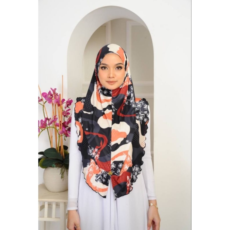 Tudung Sarung labuh Tiara Bidang 55 60 bercorak ribbed jalur | Shopee ...