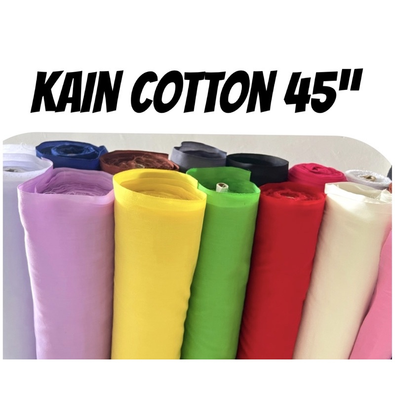 Kain Cotton TC Plain Bidang 45” / Cotton Warna Plain / Kain Cotton ...