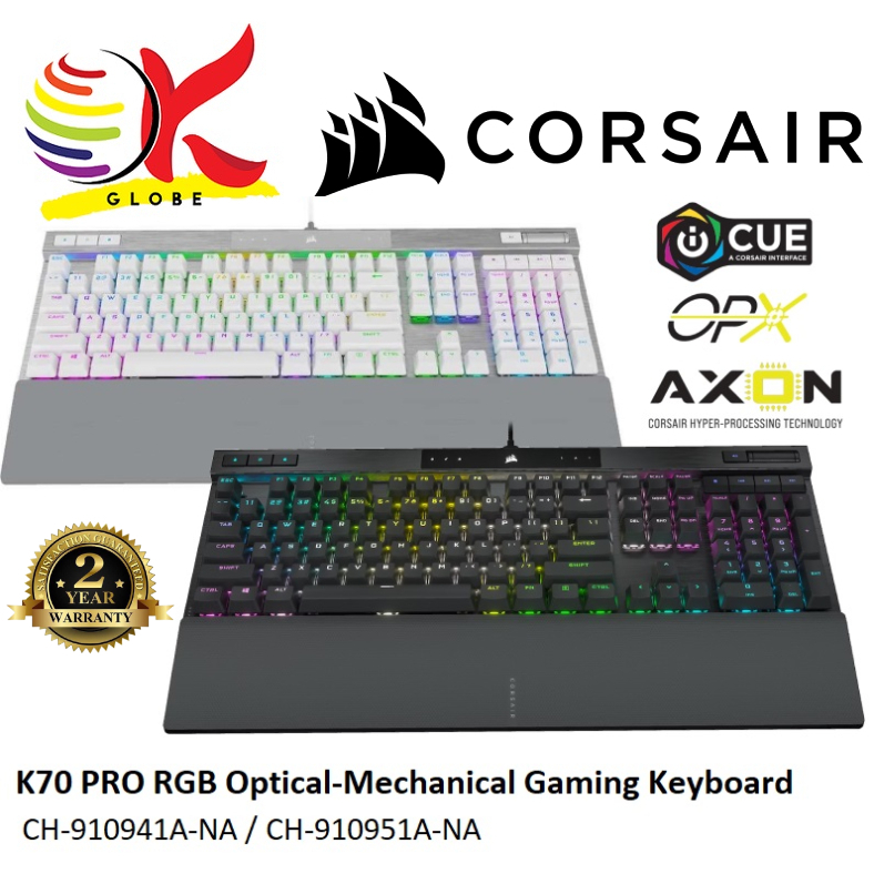 CORSAIR K70 PRO RGB OPTICAL-MECHANICAL WIRED GAMING KEYBOARD WITH PBT DOUBLE SHOT PRO KEYCAPS ...