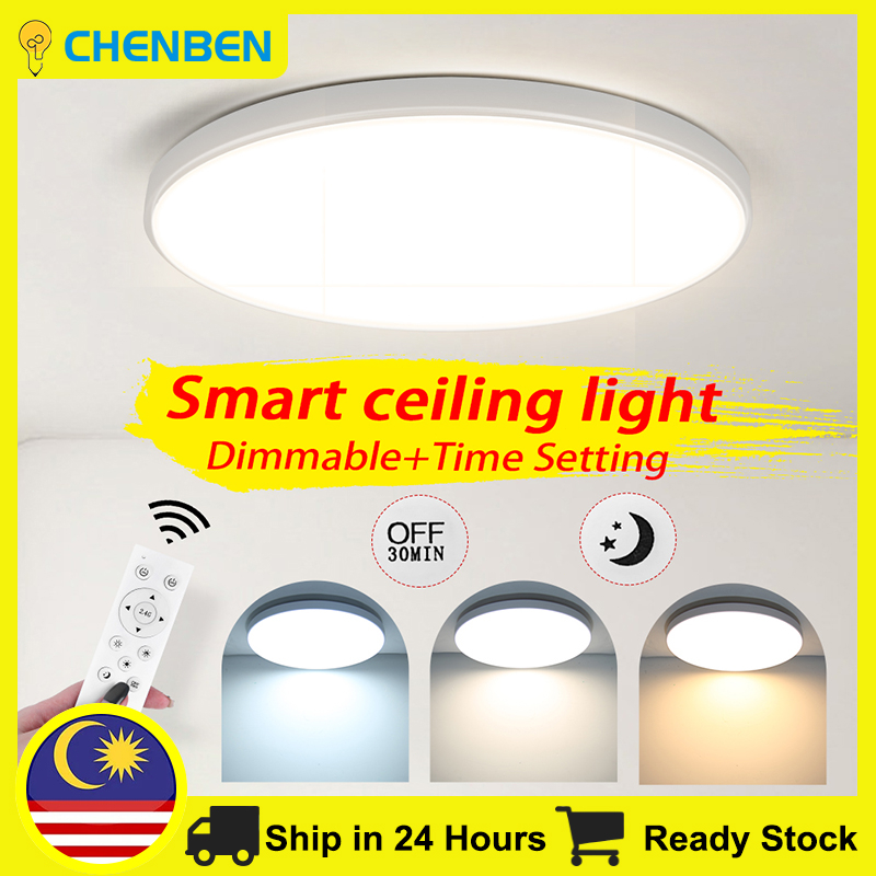 ChenBen Remote Control Ceiling Light Smart Lamp 3 Color Dimmable Time ...