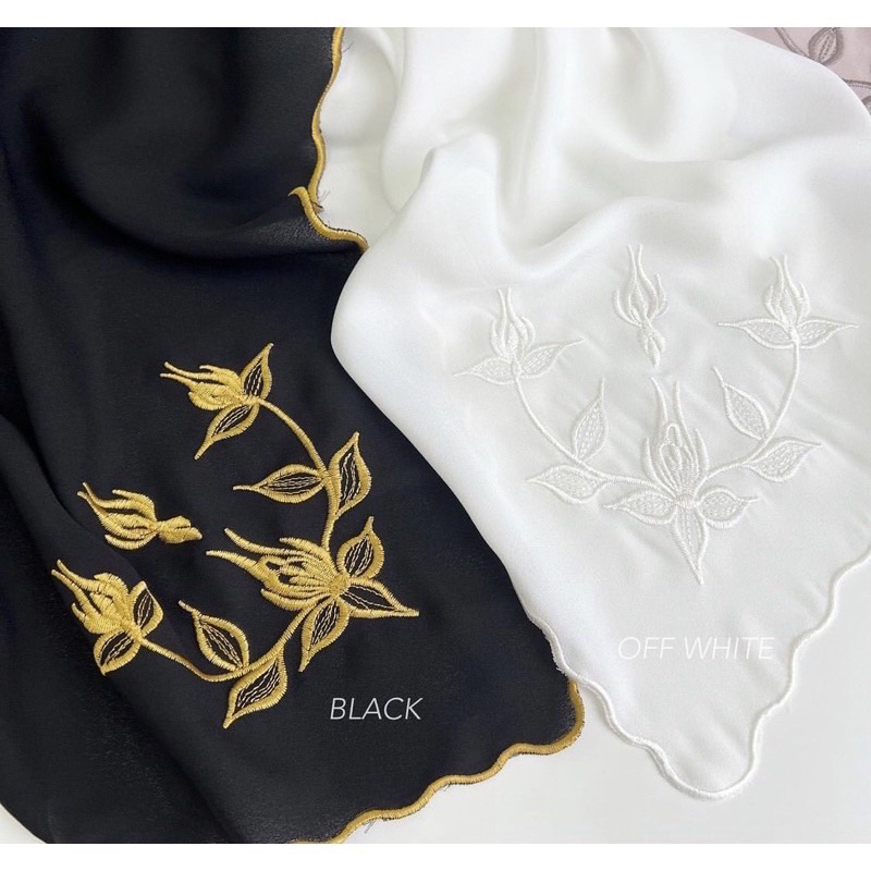Shawl Sulam Bunga Klasik Viral Premium Korean Chiffon High Quality Veil ...