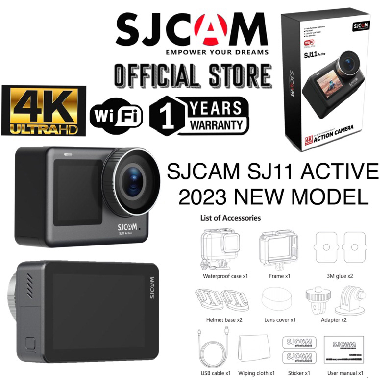 (SJCAM OFFICIAL)NEW MODEL SJCAM SJ11 ACTIVE DUAL SCREEN 4K 30FPS ...
