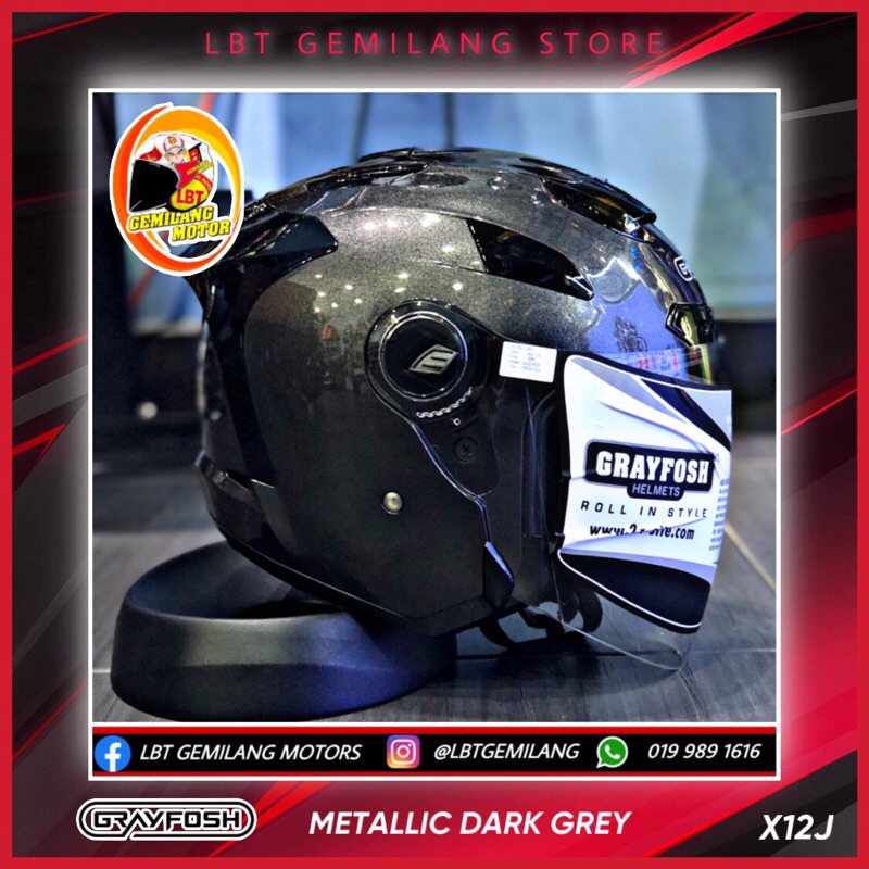 GRAYFOSH X12J AeroForce Helmets [Metallic Dark Grey] | Shopee Malaysia