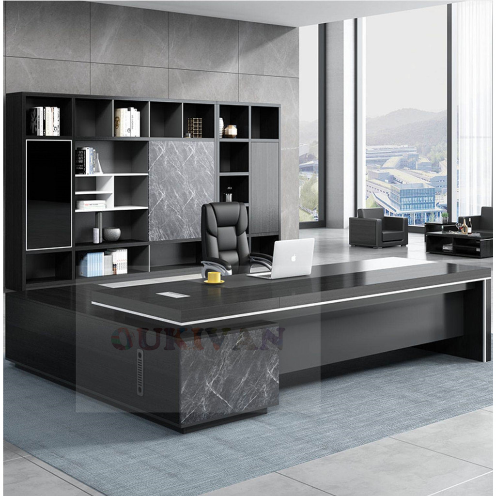 Boss Office Desk Meja Pejabat Office Table With Boss Chair File Cabinet ...